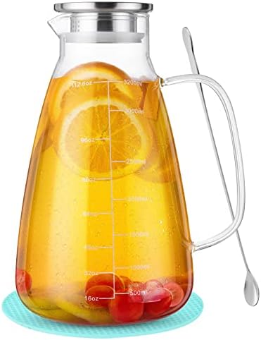 Amazon.com: Vekonn Glass Pitcher with Lid, Glass Water Pitcher with Lid ...