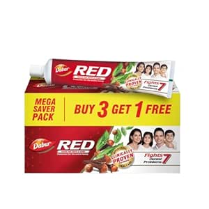 Buy Dabur Red Toothpaste - 600g (150gx4) | Fluoride Free | Helps In Bad Breath Treatment, Cavity ...