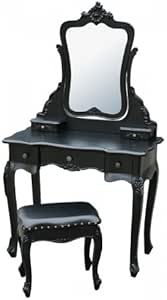 Decorum Designs Ltd Coiffeuse chic avec miroir et tabouret Noir ...