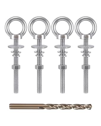 Eye Bolt with Nuts 3/8'' x 4'' (4 Pack), Imperial, Heavy Duty Stainless ...