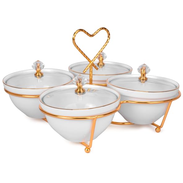 Deco Pride Bone Ash Free Ceramic Pickle Pot Set With Lid, Spoon And ...