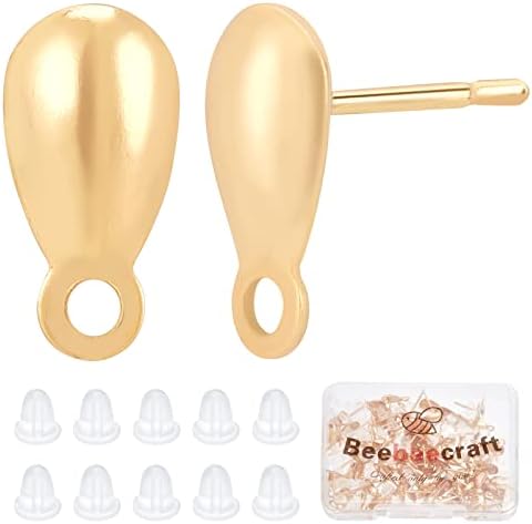 Amazon.com: Beebeecraft 100Pcs/Box 18K Gold Plated Earring Findings ...
