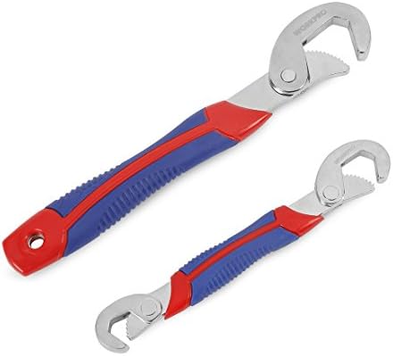 WORKPRO 2-Piece Adjustable Wrench Spanner Set, High Carbon Steel Multi ...