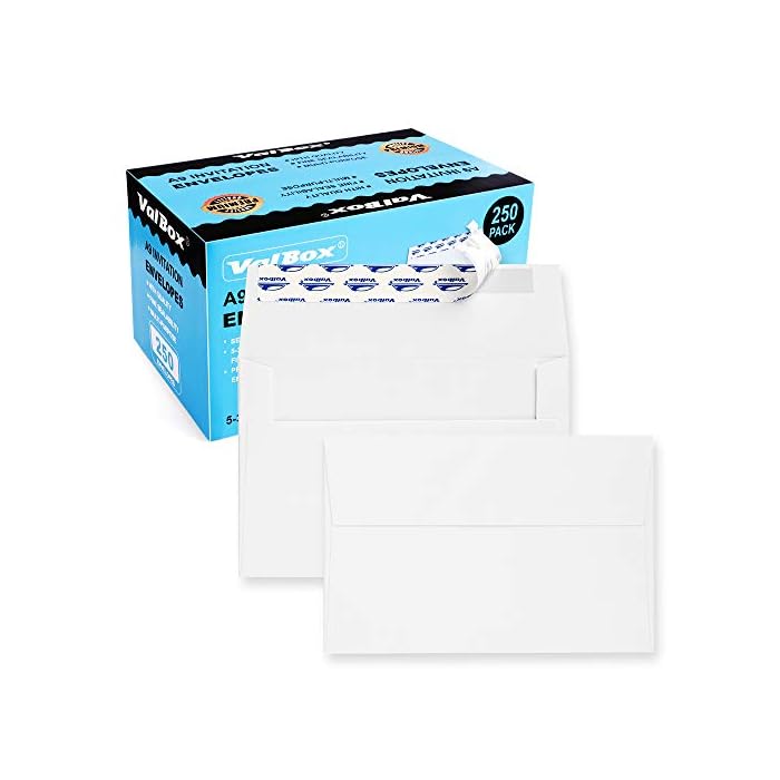 ValBox A9 Invitation Envelopes 250 Qty 5-3/4 x 8-3/4" White Envelopes ...