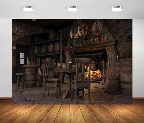Amazon.com : BELECO 10x6.5ft Fabric Medieval Tavern Backdrop Vintage ...