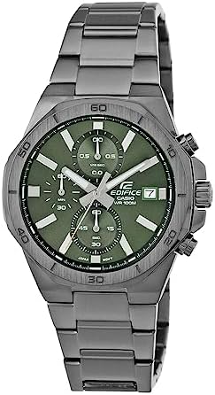 Casio Edifice EFV-640DC-3AVUDF Green Analog Dial Gray Ion Plated ...