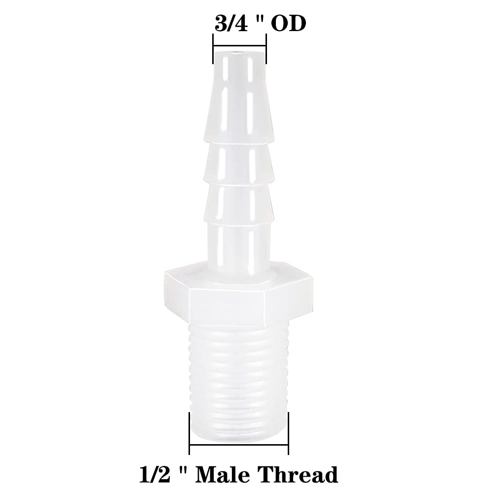 Snapklik.com : ANPTGHT Plastic Hose Barb Fitting, 3/4" Barb X 1/2 NPT ...