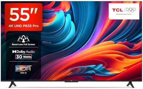 TCL 139 cm (55 inches) Bezel-Less Full Screen Series Ultra HD 4K Smart LED Google TV 55P635 Pro ...