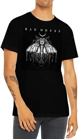 Amazon.com: Bad Omens Moth Mens Black Short Sleeve T Shirt Metalcore ...