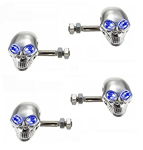 AutoStark Blue LED Chrome Skull Bike Indicators Set of 4 for Hero ...