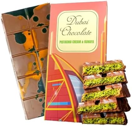 Dubai Chocolate Pistachio Cream and Kunafa Bar, 200g : Amazon.ae: Grocery
