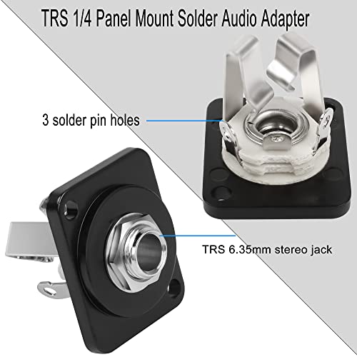 QIANRENON TRS 1/4 Panel Mount Solder Audio Adapter TRS 6.35mm Female to ...
