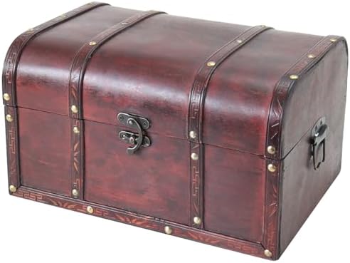HMF 6400-140 Cofre del Tesoro de Madera con Candado | 40 x 19 x 22 cm ...
