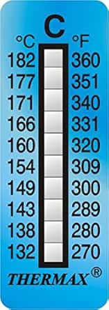 Thermax Irreversible Temperature label 10 level strips, Range: 132 Deg ...