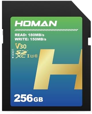 Homan UHS-I SD Card (V30) 256GB fit for Any Environmental Temperature ...