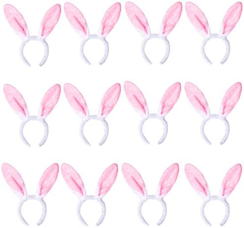 Amazon.com: XIMISHOP 12pcs Bunny ears Headbands, Pink Plush Bunny ...