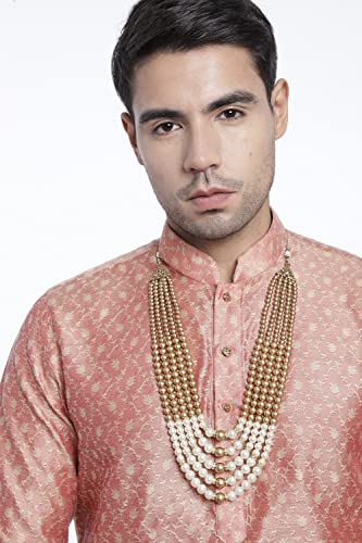 Buy I Jewels Traditional Gold Plated Dulha Necklace/Moti Mala for Men ...