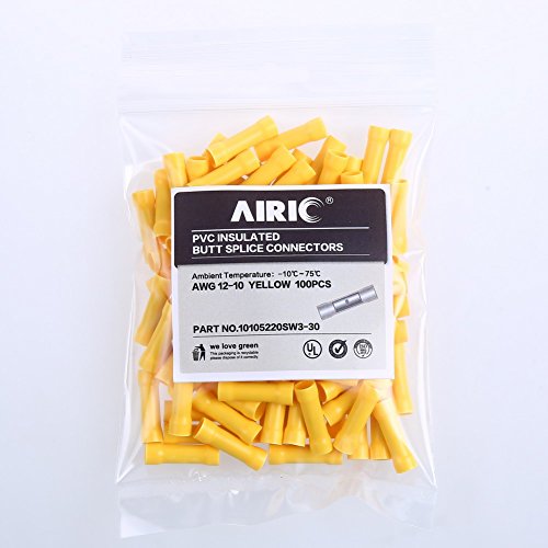 Snapklik.com : AIRIC Yellow Butt Connectors Crimp 100pcs 12-10AWG Butt ...