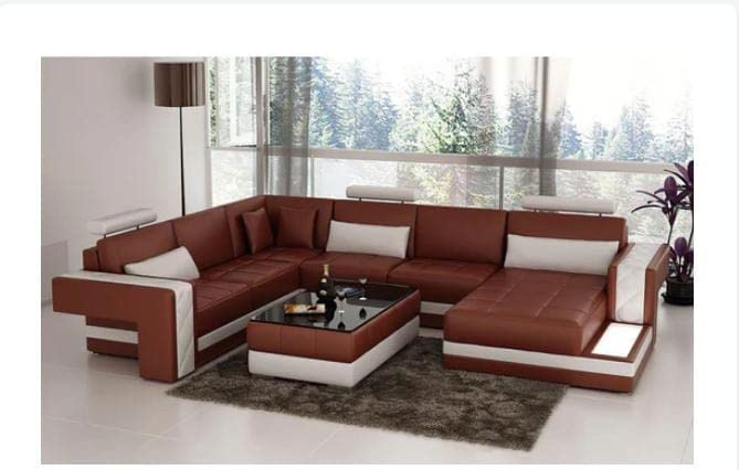 ZIQSHA FURNISHING Soft Fabric 7 Seater Sofa Set with Chaise and Centre ...