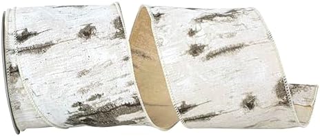 Amazon.com: Reliant Ribbon Birch Tree Bark Forest Wired Edge Ribbon, 4 ...