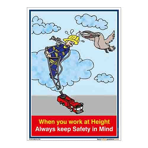 buysafetyposters.com - Work At Height Safety Poster In English Sun ...