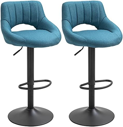 HOMCOM Counter Height Bar Stools Set of 2 with Solid Wood Back, Height ...