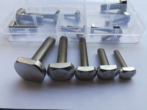16Pcs M5 M6 M8 M10 M12 T-shaped Screw 304 Stainless Steel Bolt 20-50mm ...