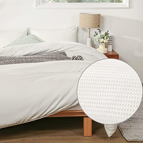 Amazon.com: PHF Waffle Weave Duvet Cover Set Queen Size, 3 Piece Ultra ...