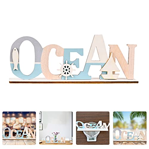 BESTOYARD Nautical Table Sign Desktop Wooden Ocean Signs Mediterranean ...