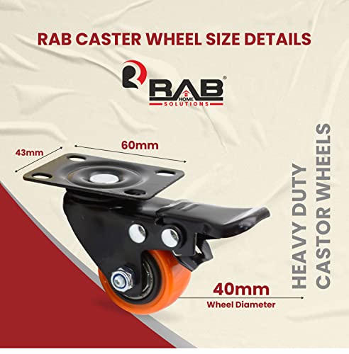 RAB Mild Steel 6-Wheels Fix Roller Moving Ball Casters Wheel Plate ...
