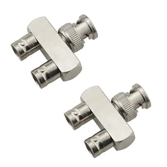 Amazon.com: Ruiwaer 2PCS Silver BNC Splitter Adapter BNC Male to Dual BNC Female Tee Type 3 Way ...