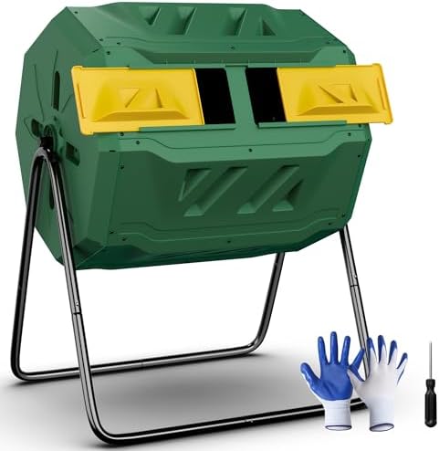Amazon.com : F2C Compost Bin Outdoor Dual Chamber Tumbling Composter 43 ...