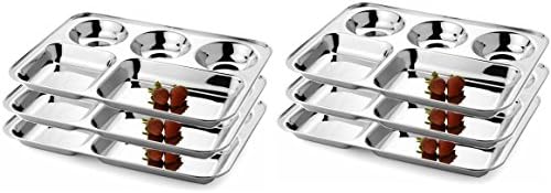 WhopperIndia Stainless Steel Five Compartment Round Plate, Thali, Mess ...