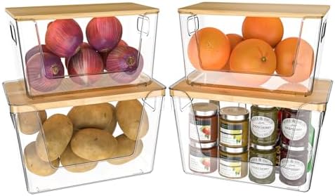Amazon.com: 4 Pack Potato Storage with Lids – Front Open Kitchen Pantry ...