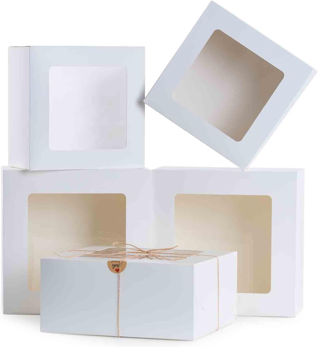 Amazon.com: AimtoHome 12x12x5 Inch Cake Boxes With Window White Bakery ...