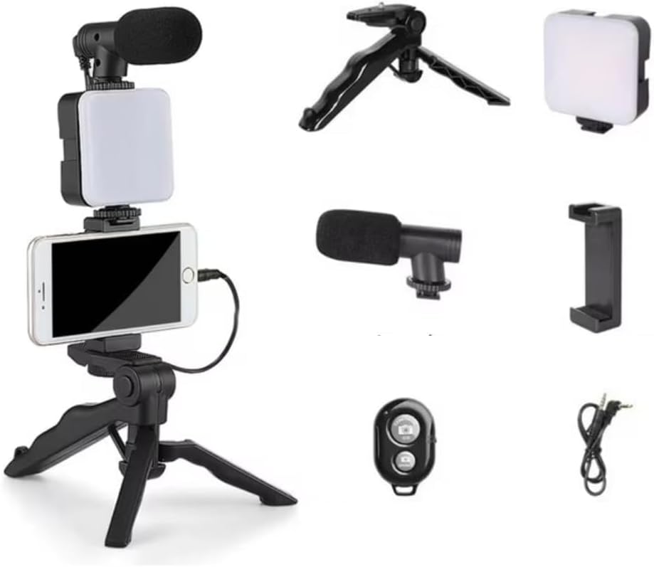 Amazon.com : Acuvar Vlogging Kit with Tripod, LED Light, Microphone ...