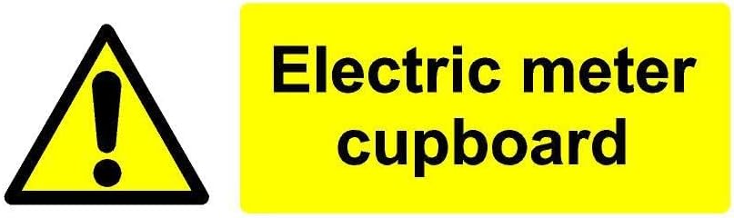 Electric meter cupboard safety sign - Self adhesive sticker (300mm x ...