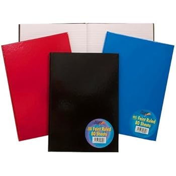 New A4 Hardback Notebook Note Book Pad Ruled Feint Lined 160 Pages 80 ...