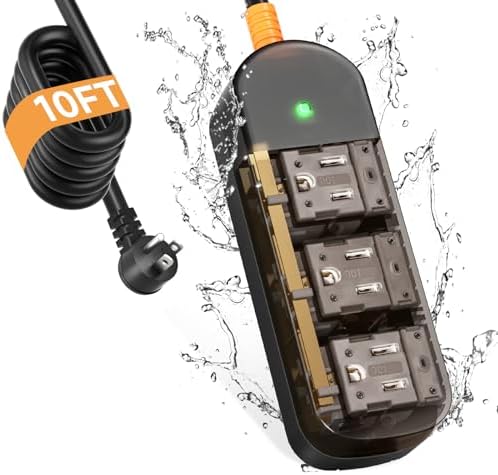 Amazon.com: Outdoor Power Strip Weatherproof, 10FT Heavy Duty Outdoor ...