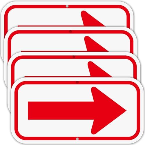 Amazon.com: 4 Pack Arrow Sign, 12x6 Inches Aluminum Reflective Arrow ...