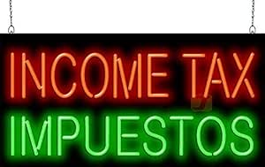 Amazon.com: Income Tax Impuestos - Letrero de neón – Tamaño grande – 32 ...