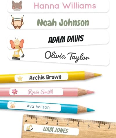 melu kids® Personalised Name Stickers for School & Kindergarten (75 ...