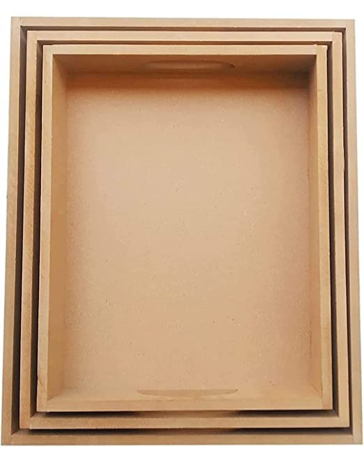 WOODENLAB - MDF Tray for Craft Set of 3 | Unfinished MDF Tray Plain for ...
