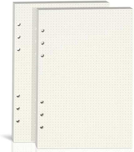 Amazon.com : Bidponds 2 Packs A6 Dot Grid Paper,100GSM Thick,6-Hole ...