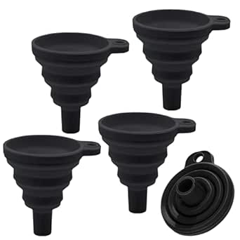 Amazon.com: Kitchen Funnel Set of 4 - Food Grade Silicone Collapsible ...