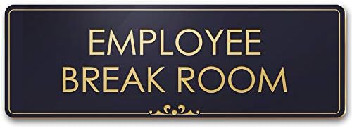 Amazon.com : Employee Break Room Sign, Black/Gold, Engraved, 3" x 9 ...
