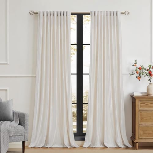 Amazon.com: PRIMROSE Cream Ivory Curtains 102 inch for Living Room,2 ...