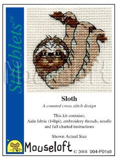 Mouseloft Mini Cross Stitch Kit - Sloth, Stitchlets Collection : Amazon.in: Home & Kitchen