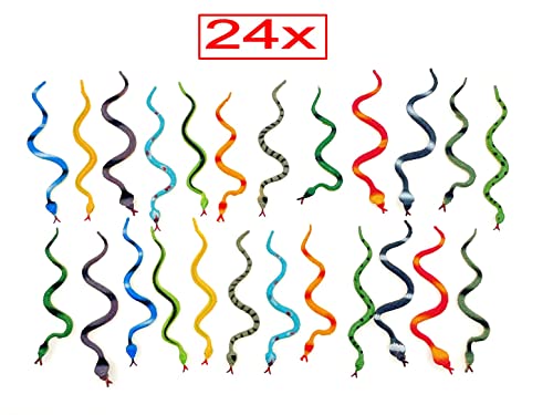 JZK 24 x Assorted mini Plastic snakes, flexible Fake snake toys for medusa/witch headress ...