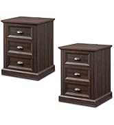 Amazon.com: IFGET 21" Tall Nightstand Set of 2, Farmhouse 18" Wide End Table with 3 Drawers ...